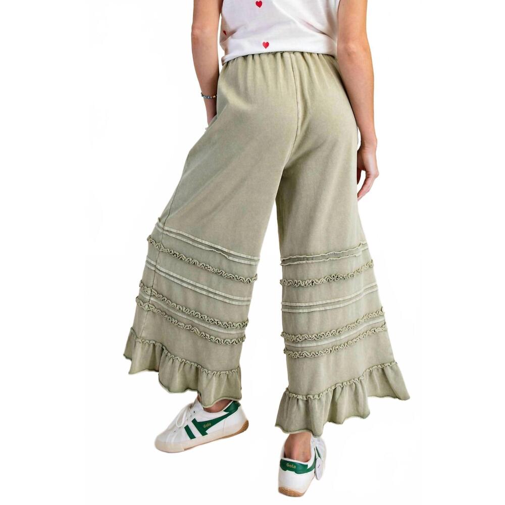 easel | Pants & Jumpsuits | New Easel Washed Terry Tiered Ruffled Wide ...